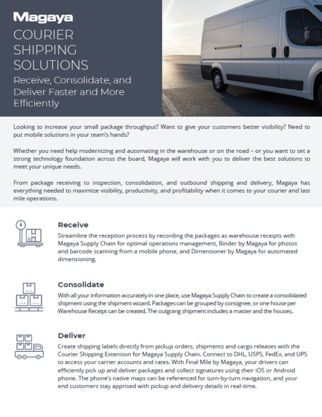 Courier Shipping Solution Sheet